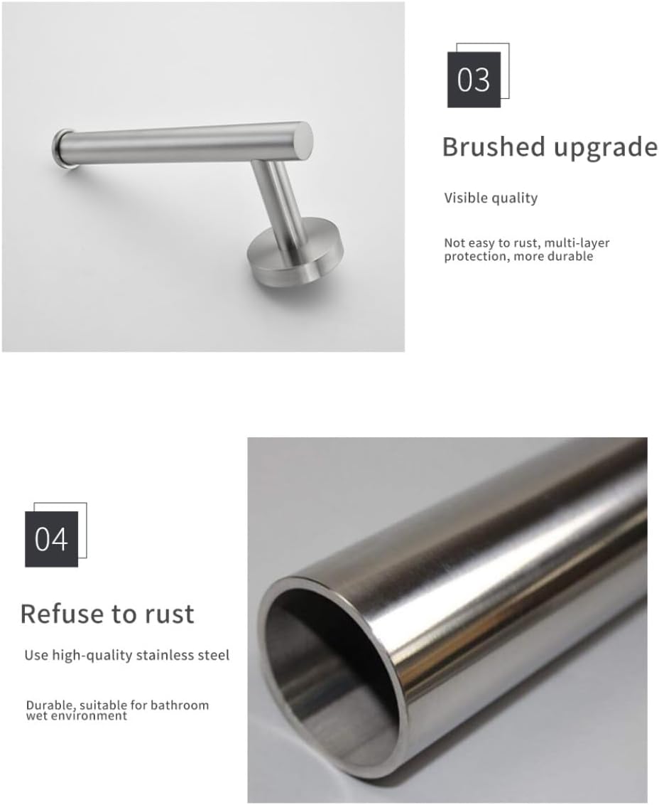 Bathroom Hardware Set Accessories Kit Brushed Stainless Steel Round Wall Rack Hand Bar Toilet Roll Paper Holder Robe Towel Hook,BG,Towel bar,45cm