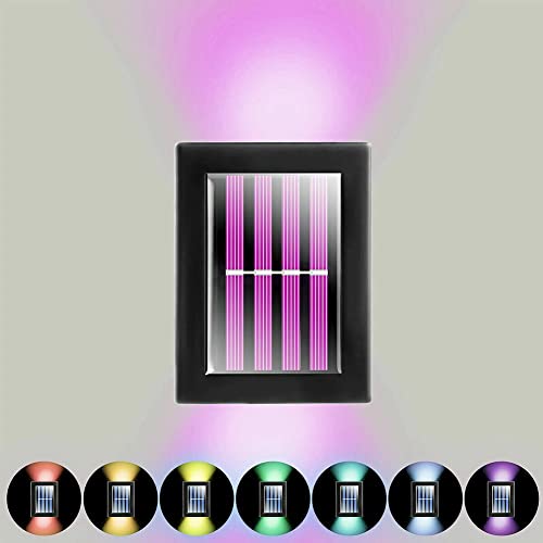 CIPACHO Solar Deck Lights,Outdoor Garden Wall Light up and Down Lamp,2 Pack LED Solar Fence Lights,Patio Decor for Post Yard Porch and Driveway,Waterproof. (Colour)