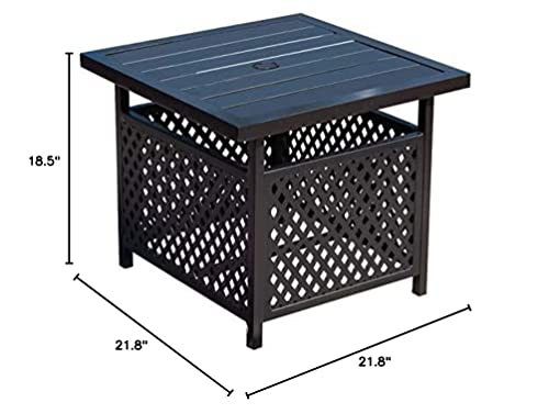 LOKATSE HOME Patio Umbrella Side Table Stand Steel with 1.57" Hole Outdoor Coffee Bistro Deck Garden Pool, Black