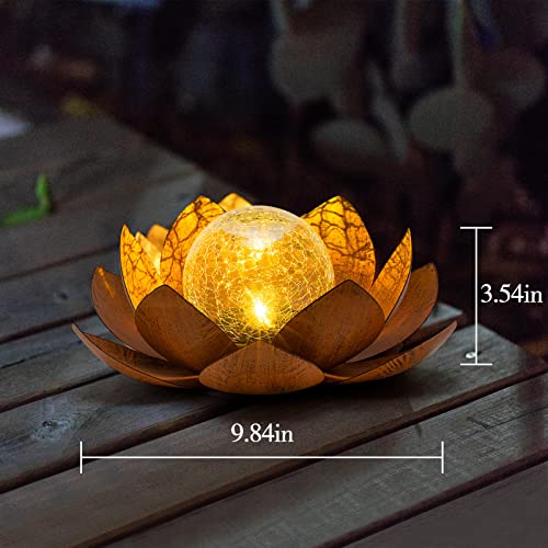 Huaxu Solar Garden Lights Outdoor Decorative - Bright Lotus Flower Table Lamp, Waterproof Solar Lights for Patio Pathway Yard Balcony Outside Decor