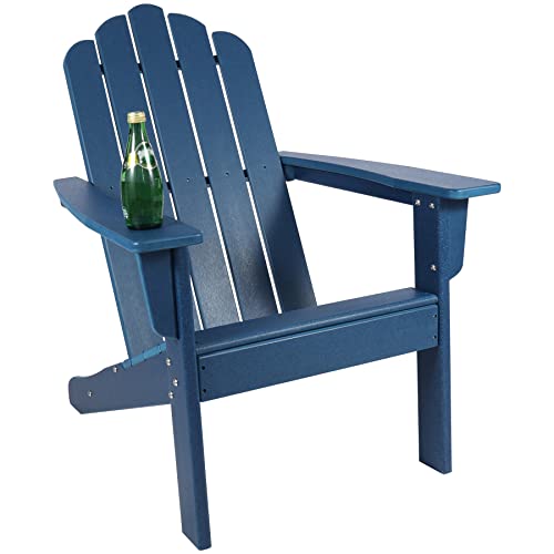Piamomso Folding Plastic Adirondack Chair, All Weather Resistant Fire Pit Chair for Outside Patio Lawn Garden Backyard Deck, Blue
