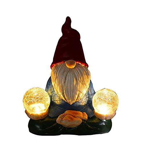 Solar Garden Gnomes Decorations Funny Zen Glowing Naughty Sculpture Statue Outdoor Yard Lawn Decor Resin