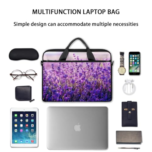 Lavender Laptop Computer Bag Waterproof Shoulder Messenger Bag 13-15 inch Durable Laptop Tote Bag with Shoulder Strap Handle Lightweight Crossbody Briefcase