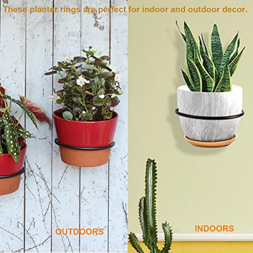 AYSUM 8 Inch Flower Pot Holder Ring 6 Pack Wall Mounted Plant Holder Ring Metal Black Hanging Basket Bracket for Home Garden Indoor Outdoor Plants Planters