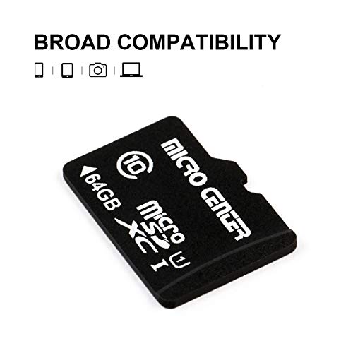 Micro Center 64GB Class 10 MicroSDXC Flash Memory Card with Adapter for Mobile Device Storage Phone, Tablet, Drone & Full HD Video Recording - 80MB/s UHS-I, C10, U1 (5 Pack)