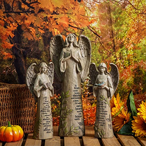 Ivy Home Resin Garden Statue Standing Praying Angel Garden Statuary for Outdoor Decor