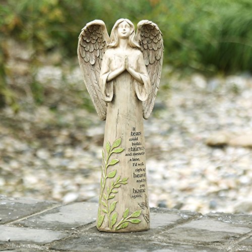 Ivy Home Resin Garden Statue Standing Praying Angel Garden Statuary for Outdoor Decor