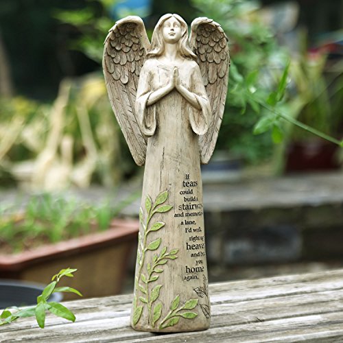Ivy Home Resin Garden Statue Standing Praying Angel Garden Statuary for Outdoor Decor