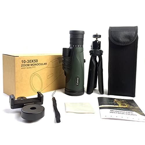 10-30x50 Monoculars for Adults High Powered, Monocular Telescope with Smartphone Adapter, HD Monocular for Bird Watching, Hunting and Camping