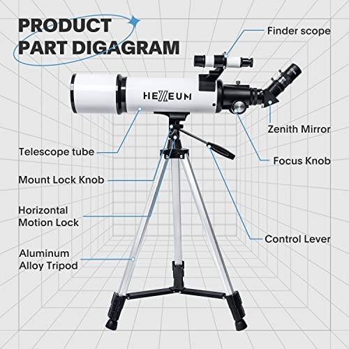 Telescope 80mm Aperture 600mm - Astronomical Portable Refracting Telescope Fully Multi-coated High Transmission Coatings AZ Mount with Tripod Phone Adapter, Wireless Control, Carrying Bag. Easy Set Up