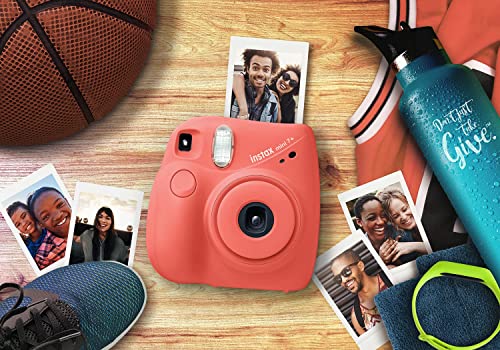 Fujifilm Instax Mini 7+ Instant Camera Bundle-Deluxe Kit, Fuji Instax Mini Film (20 Sheets), NeeGo Photo Album (Coral)