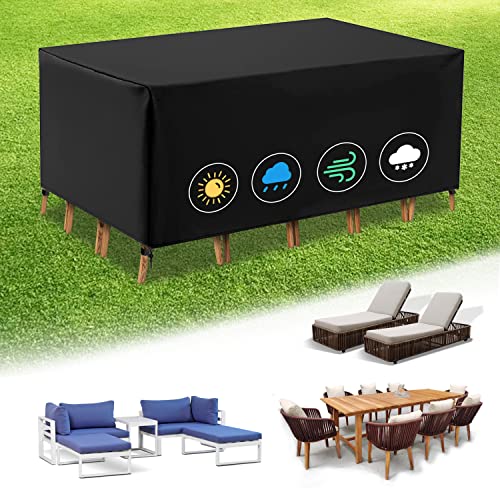 KAIDYSENY Patio Furniture Set Cover - 98"Lx78"Wx32"H Rectangle Outdoor Dining Set Cover for Outside Table and Chairs, Durable 600D Oxford Sectional Sofa Set Covers Waterproof, Anti-UV, Anti-Fading
