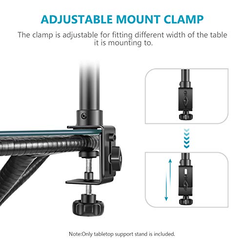 Neewer Tabletop Light Stand Clip Stand with 1/4inch Screw for Ring Light and LED Light, Aluminum Alloy, Adjustable 12.5-20.6 inches/32-52cm for Make Up, Live Streaming, Photo Video Shooting
