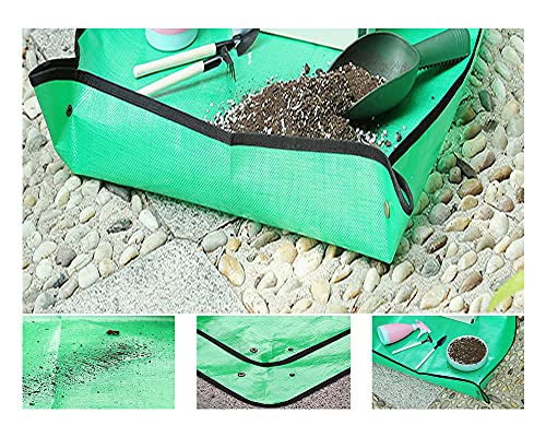 BIUWING 2PCS 39.4" x 39.4" Plant Repotting Mat Waterproof Transplanting Mat Indoor Succulent Potting Mat Portable Gardening Soil Changing and Watering mat Square and Foldable Garden mat