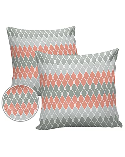 Outdoor Throw Pillow Cover Abstract Geometry Lines Art Waterproof Cushion Covers 2 Pack Raindrop Stripe Pink Grey Gradient Pillow Cases Home Decoration for Patio Garden Couch Sofa