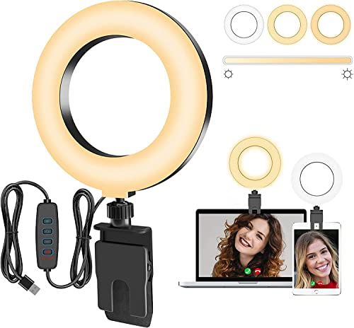 Video Conference Lighting Kit 3000k-6000K Dimmable Led Ring Lights Clip on Laptop Monitor for Remote Working, Distance Learning,Zoom Calls, Self Broadcasting and Live Streaming, YouTube Video,TikTok