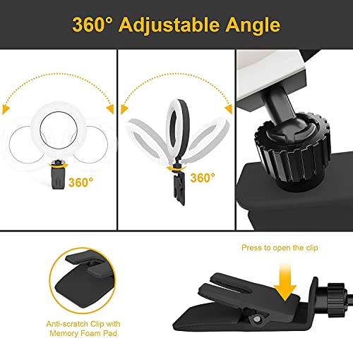 Video Conference Lighting Kit 3000k-6000K Dimmable Led Ring Lights Clip on Laptop Monitor for Remote Working, Distance Learning,Zoom Calls, Self Broadcasting and Live Streaming, YouTube Video,TikTok