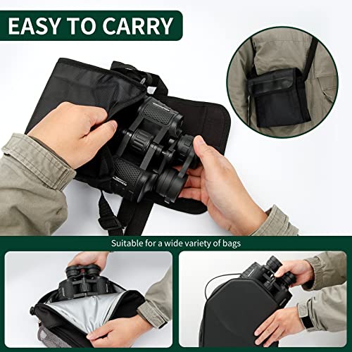 NOBLEDUCHESS 20x50 High Power Binoculars for Adults with Low Light Night Vision, Compact Waterproof Binoculars for Bird Watching Hunting Travel Football Games Stargazing with Carrying Case and Strap