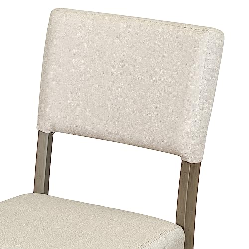 Goozio 5-Piece Retro Round Dining Table Set with Curved Trestle Style Legs and 4 Upholstered Chairs for Kitchen Room, Taupe