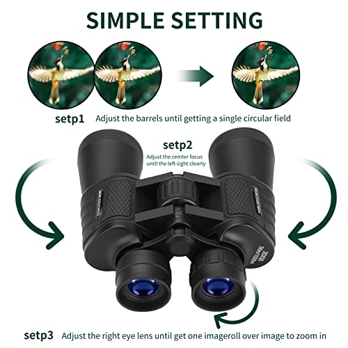 NOBLEDUCHESS 20x50 High Power Binoculars for Adults with Low Light Night Vision, Compact Waterproof Binoculars for Bird Watching Hunting Travel Football Games Stargazing with Carrying Case and Strap