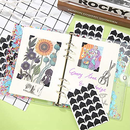 Pajean 720 Pieces Photo Corners Self Adhesive Black Photo Corners for Scrapbooking and Stamping Supplies DIY Scrapbook Stickers Album Diary Personal Journal Diary Organizer (Black)