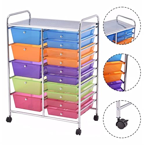 N/A 15 Drawer Rolling Storage Cart Tools Scrapbook Paper Office School Organizer Mutli Color Home Furniture