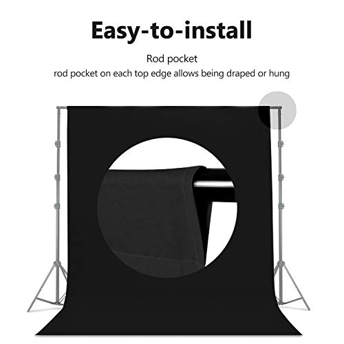LimoStudio 10 x 12 ft. Black & White Backdrop Screen, Dark Black and Pure White Background Muslin, Premium Synthetic Thick Fabric for Photography, Video, Family Events, Party, AGG1894