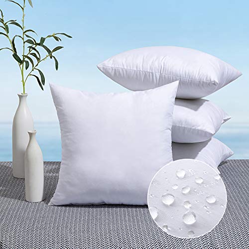 MIULEE Pack of 4 14x14 Outdoor Pillow Inserts, Water-Resistant Throw Pillow Inserts Decorative Premium Hypoallergenic Square Pillow Stuffer Sham for Porch Swing Couch Sofa Cushion Patio Furniture