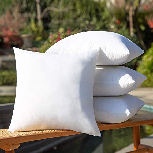 MIULEE Pack of 4 14x14 Outdoor Pillow Inserts, Water-Resistant Throw Pillow Inserts Decorative Premium Hypoallergenic Square Pillow Stuffer Sham for Porch Swing Couch Sofa Cushion Patio Furniture