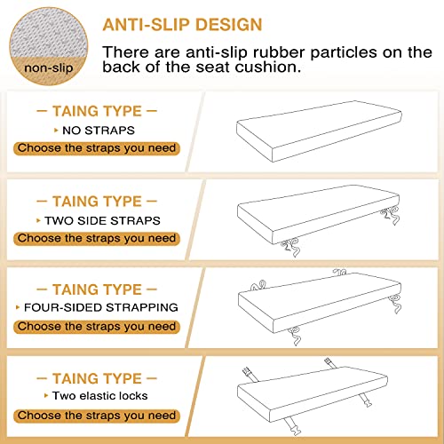 PHUSTJKL Custom Size 30 Colors Bench Cushion, 4 in Thick Upholstery Foam Bay Window Seat Cushion Washable Removable Cover Non Slip Kitchen Dining Cushion Patio Swing Seating Cushion Garden Bench