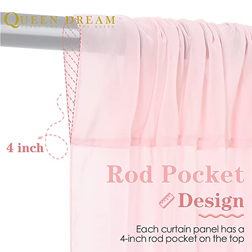 Sheer Curtain Drapes 10ft x 8ft Pink Chiffon Fabric Backdrop Drapes Curtain for Wedding Arch Party Window Decoration