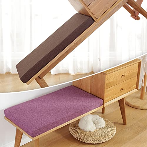 PHUSTJKL Custom Size 30 Colors Bench Cushion, 4 in Thick Upholstery Foam Bay Window Seat Cushion Washable Removable Cover Non Slip Kitchen Dining Cushion Patio Swing Seating Cushion Garden Bench