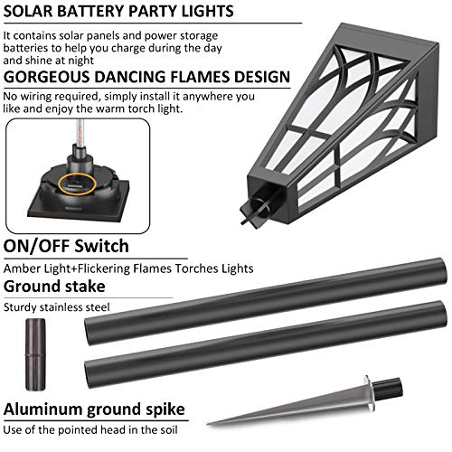 Solar Torch Lights Outdoor Eycfo Torches Flickering Dancing Flames Garden Landscape Lanterns Patio Pool Pathway Light(Pack 2)