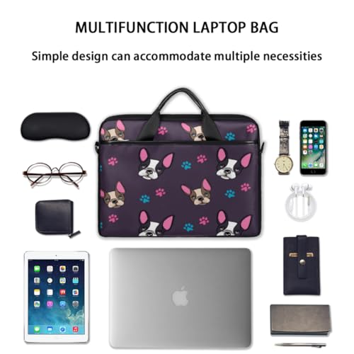 Dog Footprints Laptop Computer Bag Waterproof Shoulder Messenger Bag 13-15 inch Durable Laptop Tote Bag with Shoulder Strap Handle Lightweight Crossbody Briefcase