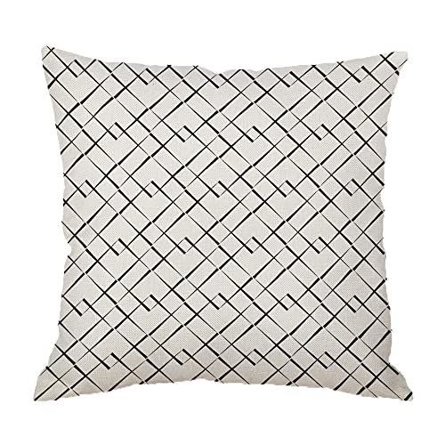 Outdoor Throw Pillow Covers 18x18 Waterproof Farmhouse Boho Spring Summer White Beige Black Patio Decorative Linen Square Modern Floral Line Geometry Stripe Courtyard Garden Sofa Chair Couch set of 4