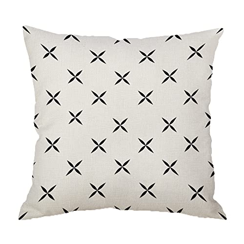 Outdoor Throw Pillow Covers 18x18 Waterproof Farmhouse Boho Spring Summer White Beige Black Patio Decorative Linen Square Modern Floral Line Geometry Stripe Courtyard Garden Sofa Chair Couch set of 4