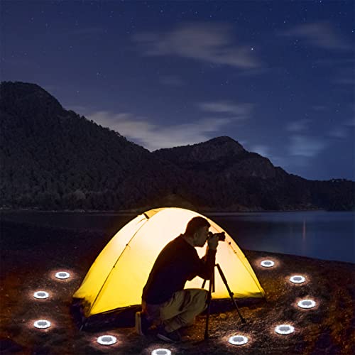 Solar Ground Lights Outdoor, 24 LED Solar Garden Lights with 2 Modes, Waterproof Solar Powered Disk Lights for Pathway, Yard, Garden, Parks, Lawn, Deck, Patio, Walkway, corridors (6 Packs, White)