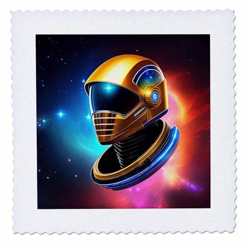 3dRose Space Portal Opens. Fantasy Space Helmet, Galaxy Light - Quilt Squares (qs-378797-2)