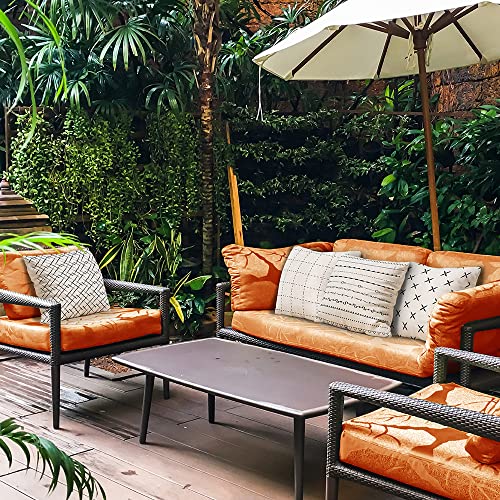 Outdoor Throw Pillow Covers 18x18 Waterproof Farmhouse Boho Spring Summer White Beige Black Patio Decorative Linen Square Modern Floral Line Geometry Stripe Courtyard Garden Sofa Chair Couch set of 4