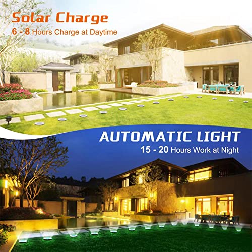 Solar Ground Lights Outdoor, 24 LED Solar Garden Lights with 2 Modes, Waterproof Solar Powered Disk Lights for Pathway, Yard, Garden, Parks, Lawn, Deck, Patio, Walkway, corridors (6 Packs, White)