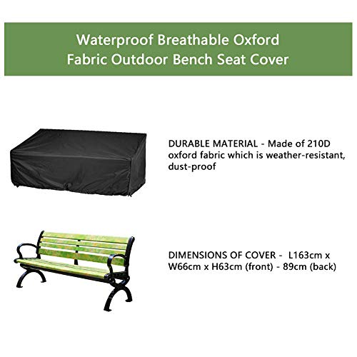 2/3/4 Seater Outdoor Bench Cover, Polyester Fabric Waterproof Anti-UV Dustproof Garden Patio Bench Seat Cover Furniture Protector with Drawstring Cord and Storage Bag