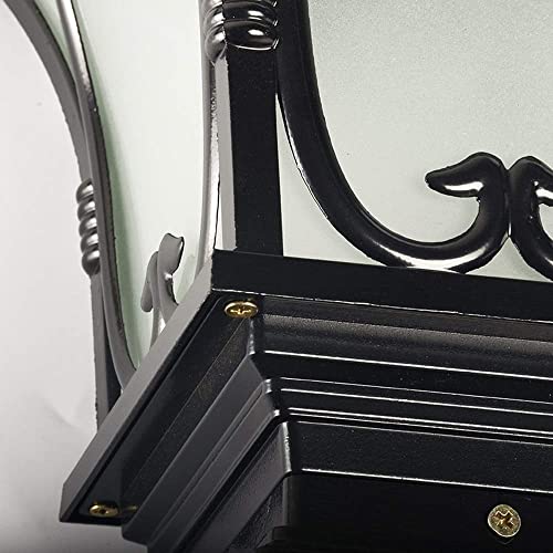 MODEBHD Traditional European Retro Outdoor Glass Lantern Column Lamp Black Post Lights Square IP55 Waterproof Patio Villa Door Pillar Table Light Rainproof E27 Garden Lawn Lamp