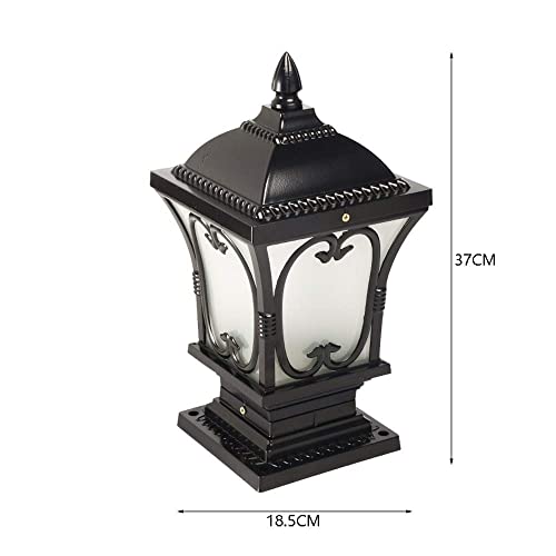 MODEBHD Traditional European Retro Outdoor Glass Lantern Column Lamp Black Post Lights Square IP55 Waterproof Patio Villa Door Pillar Table Light Rainproof E27 Garden Lawn Lamp