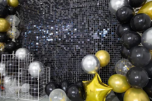 Kate Square Black Sequin Backdrop Panels for Party Decoration Glitter Sequin Panel (Pack of 12)