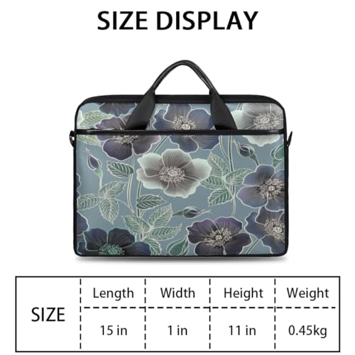 Vintage Flowers Laptop Computer Bag Waterproof Shoulder Messenger Bag 13-15 inch Durable Laptop Tote Bag with Shoulder Strap Handle Lightweight Crossbody Briefcase