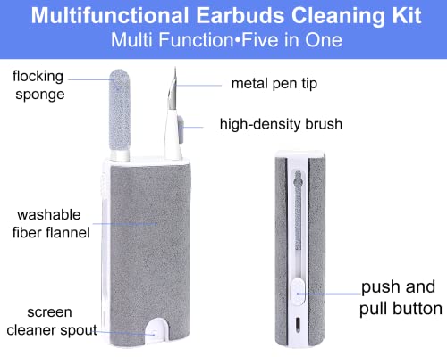 XANGNIER Cleaner Kit for Airpods Pro,5 in 1 Multi-Function Earbuds Cleaning Tools, Cleaning Pen with Soft Brush for iPhone Charging Port,Phone Speaker,Earpods,Headphone,Earphone,iPod Case