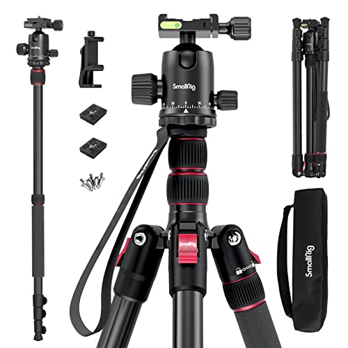 SmallRig 78" Camera Tripod, Foldable Aluminum Tripod & Monopod, 360°Ball Head Detachable and Quick Release Plate, Payload 33lb, Adjustable Height from 18.5" to 78" for Camera, Phone - 3474