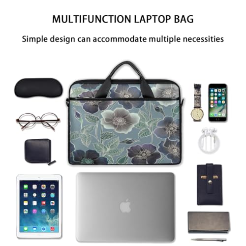 Vintage Flowers Laptop Computer Bag Waterproof Shoulder Messenger Bag 13-15 inch Durable Laptop Tote Bag with Shoulder Strap Handle Lightweight Crossbody Briefcase