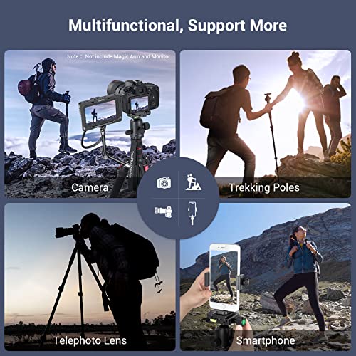 SmallRig 78" Camera Tripod, Foldable Aluminum Tripod & Monopod, 360°Ball Head Detachable and Quick Release Plate, Payload 33lb, Adjustable Height from 18.5" to 78" for Camera, Phone - 3474