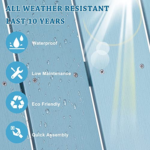 Aok Garden Adirondack Chairs Set of 6, Weather Resistant Hips Plastic Fire Pit Chairs, Modern Poly Adorondic Outside Chairs, 350 LBS Adirondack Chair for Easy Assembly, Blue